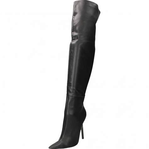Jwf Black Over The Knee Boots Thigh High Heel Stretchy Pointed Toe