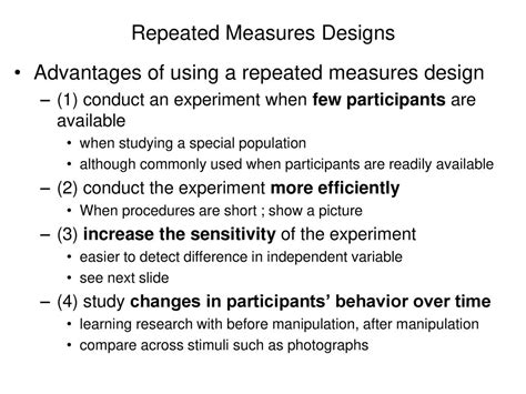 Repeated Measures Designs Ppt Download
