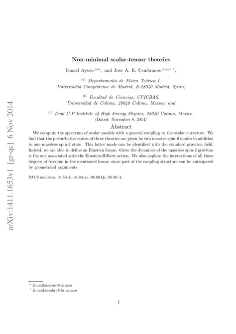 Pdf Non Minimal Scalar Tensor Theories