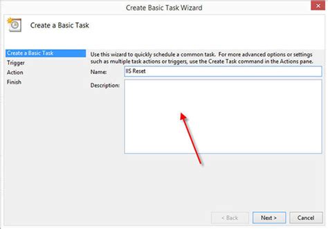 how to reset iis using scheduled tasks