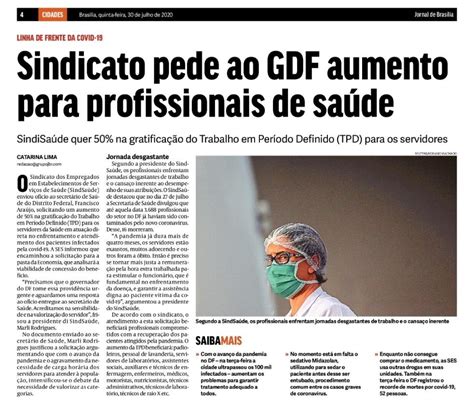 Iniciativa Do Sindsaúde é Destaque No Jornal De Brasília Sindsaúde Df