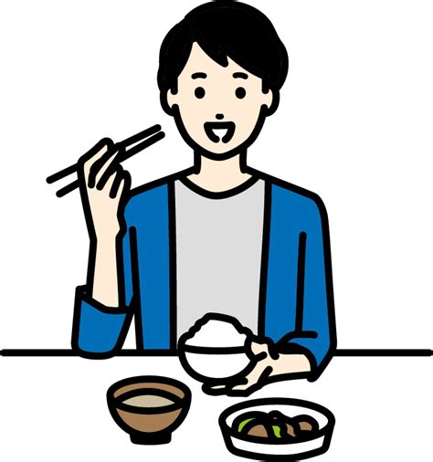 食事をしている人（男）のイラスト 商用可・フリーイラスト素材集｜ちょうどいいイラスト