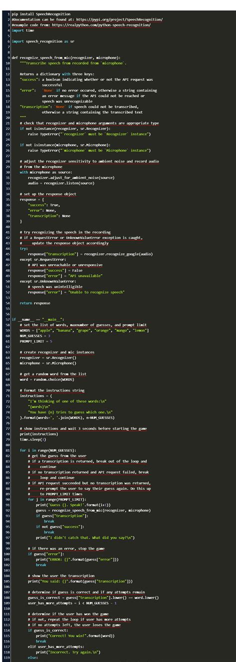 python offline voice recognition code example