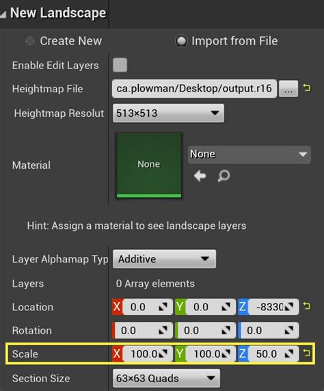 landscape technical guide unreal engine documentation