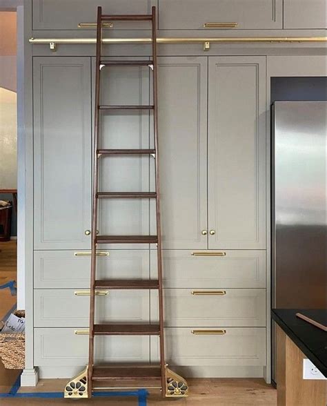 Image result for Kitchen Cabinets with Library Ladder