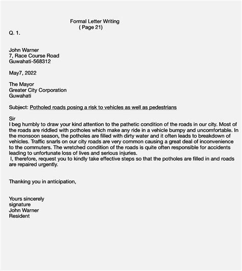 Image result for Formal Letter-Writing Examples