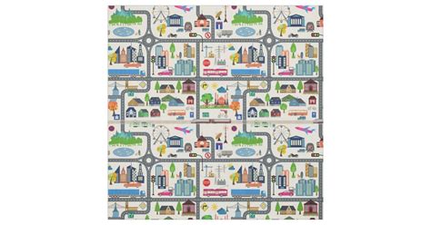 City Map Pattern Fabric | Zazzle