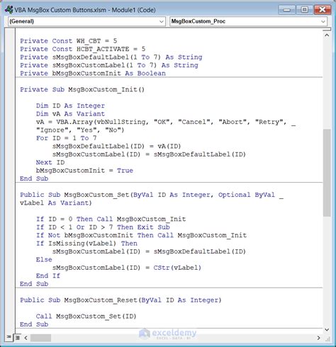 Image result for How to Add Custom Buttons in Message Box in VBA