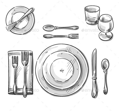 Image result for Drawing of a Basic Table Setting