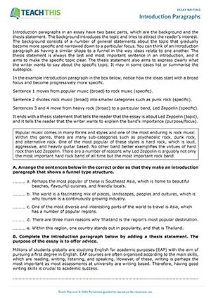 Image result for Writing Introduction Paragraph Worksheet