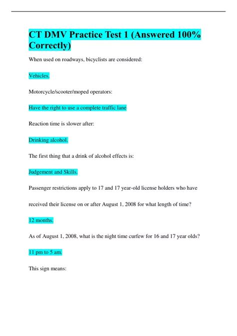 Image result for CT Practice Permit Test