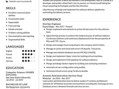 Image result for Intermediate Level DevOps Engineer Resume Example