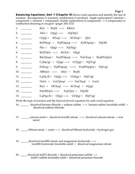 Image result for Balance Equations Worksheet