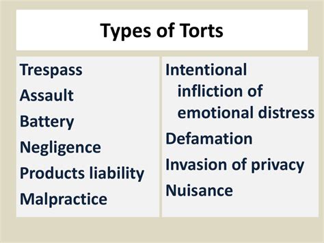 Image result for Main Torts Examples