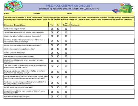 Image result for Class Observation Guide Pre-K