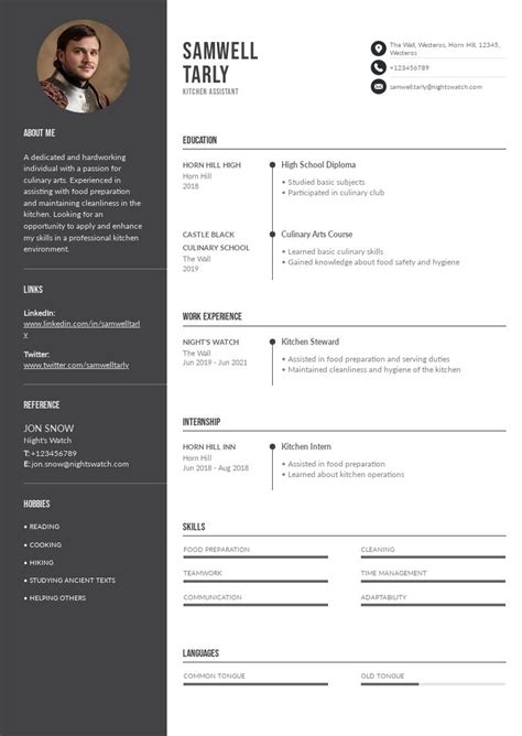 Image result for Kitchen Assistant CV PDF