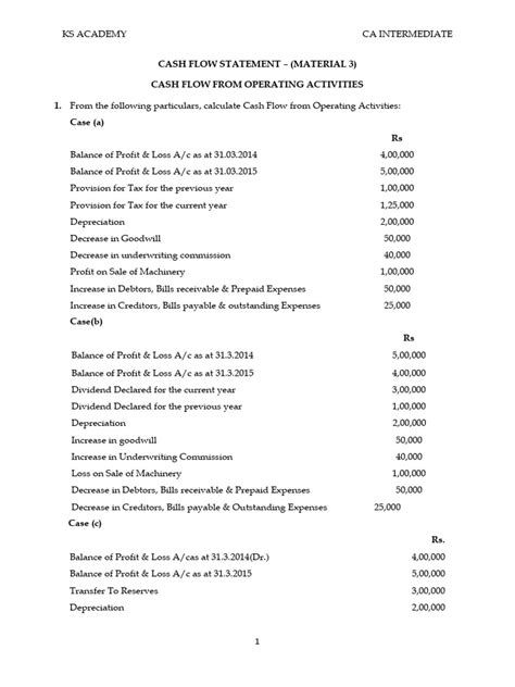 3. Cash Flow Statement Operating Activity (Mat 3) (2)ljh | PDF | Equity ...