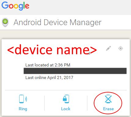 Image result for Password Reset Android Device Manager