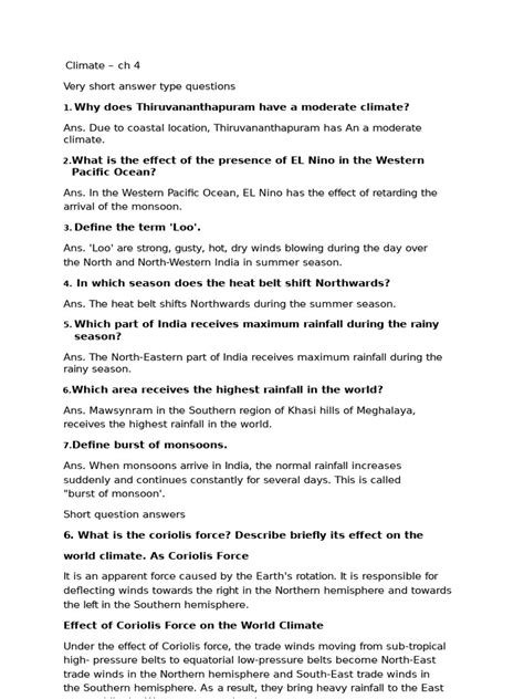 Image result for Class 9 Climate Question. Answer