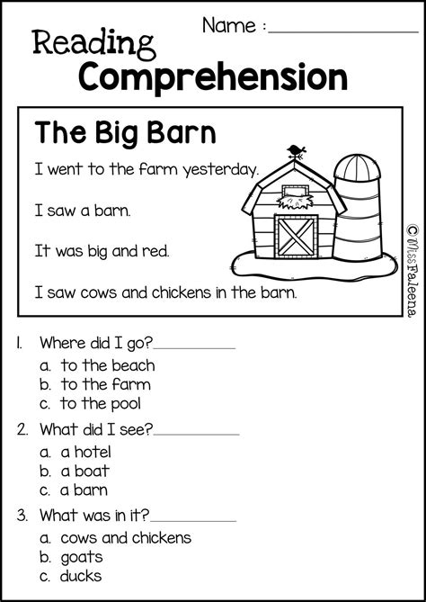 Free kindergarten reading comprehension worksheet pdf, Download Free ...