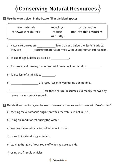 Image result for Natural Resources Worksheet Printable