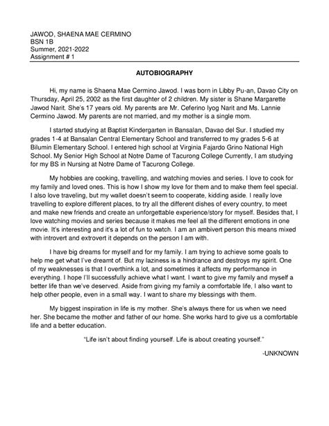 How To Write A Biography About Yourself Template - MSF Resources