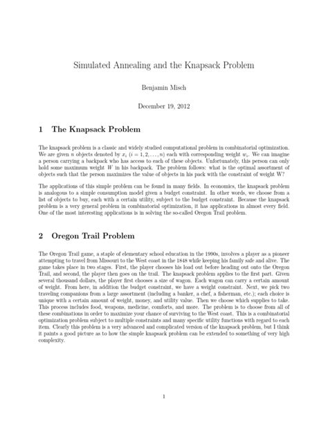 Image result for Simulated Annealing Algorithm and the Knapsack Problem