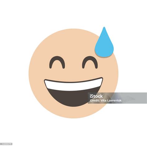 Phew emoji, grinning face with sweat, relief emoji. funny yellow ...