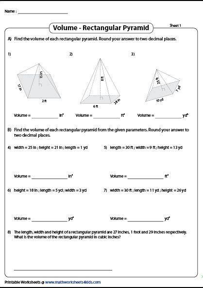 Image result for Triangular Pyramid Volume Worksheet