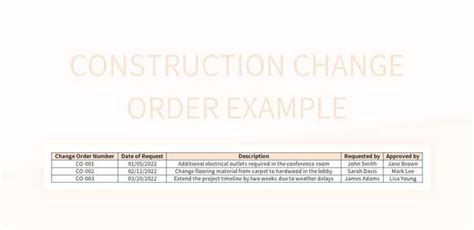Image result for Change Order Example Construction
