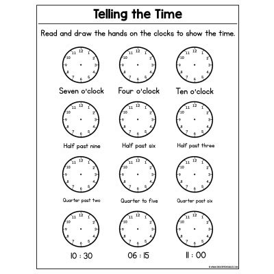 Image result for Basic Telling Time Worksheets