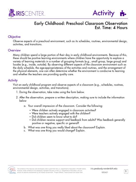 Image result for Class Observation Guide Pre-K