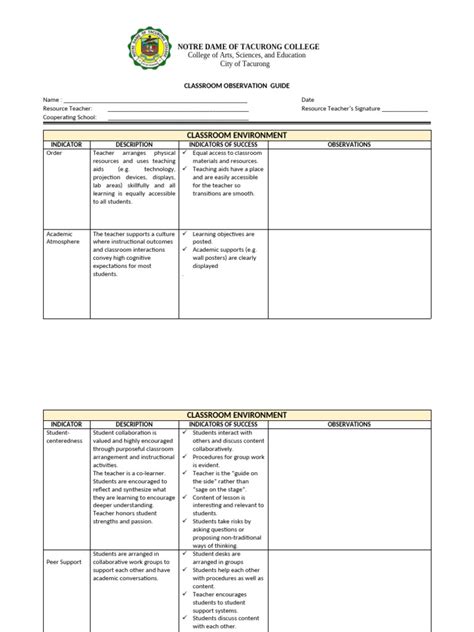 Image result for Class Observation Guide Pre-K