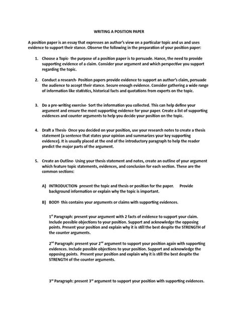 Image result for Examples of a Abstract of a Position Paper