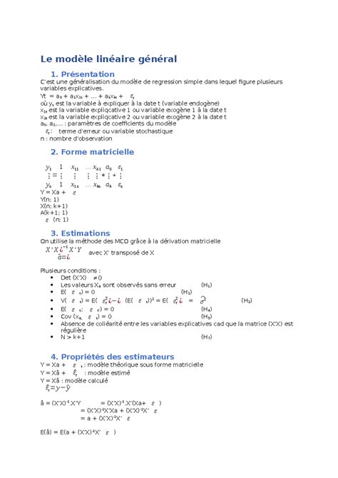Image result for Modele Lineaire Simple