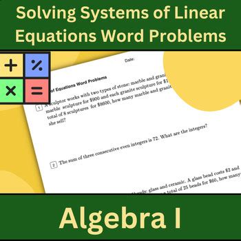 Image result for Linear System Word Problems