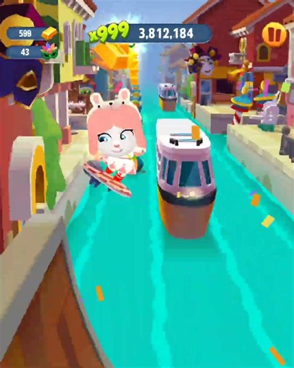 Talking Tom Gold Run Bunny Beauty Angela Surfing in Venice Canals Funny Race Android Gameplay