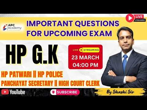 HP G.K Important Questions for HP Exam 2026 | Patwari | Police | Panchayat Secretary