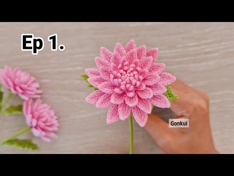 Ep1. Petal A / B / C 💕 Crochet a pink chrysanthemum Flower Tutorial step by step #crochet