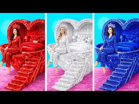 We Build a Secret Room: DIY Diamond, Ruby & Sapphire House | One Color Challenge