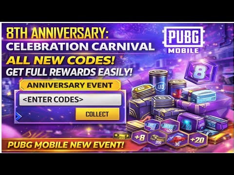 PUBG Mobile 8th Anniversary Codes 😱 Get Free Rewards Easily | Celebration Carnival Event (2026)