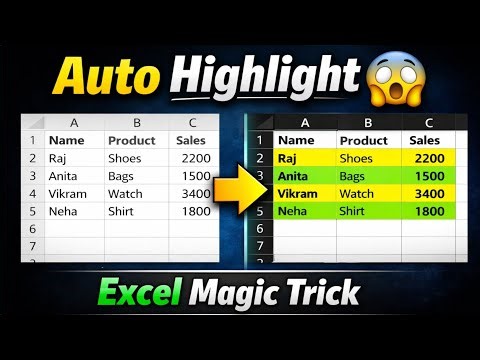 Excel Conditional Formatting Trick 😱 Auto Highlight Cells in 1 Click 🔥 Beginner to Advanced