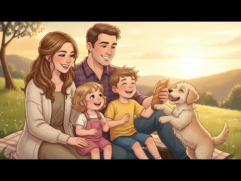 Cozy Van Life Adventure | Family Road Trip & Sunset Picnic in the Meadow (Ghibli Style Animation)