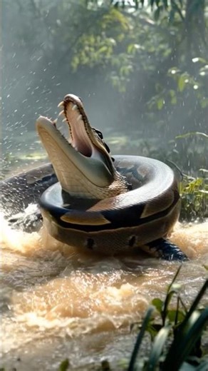 Nature's Deadliest Duel: Python vs Alligator"🐊 #python #animalboss #alligator #wlidlife