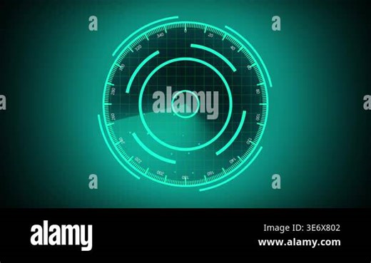 Animated hud interface teal radar screen rotating scan neon green sci fi 4k loop. Teal radar screen animation futuristic technology hud interface glowing circles 4k loop Stock Video Footage - Alamy