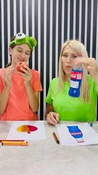 3 Marker Challenge 🍎🥤😮 #3markerchallenge #shorts #colorchallenge #drawing #diy #art