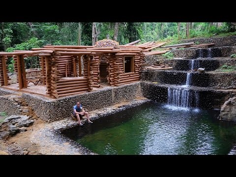 Man Builds LUXURY VILLA With Waterfall In The Wild | Start to Finish by @PrimitiveSkillsnet