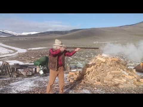 Shooting the Jim Bridger Hawken replica 54 caliber muzzleloader Splitting wood and packing water.