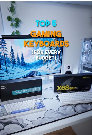 Top 5 gaming keyboards for every budget. List: 1. Ajazz AK680 Max - $30 2. Aula Win68 HE - $40 3. AttackShark X68 Pro HE - $60 4. Dareu Cool68 - $85 5. IQUNIX EZ63 - $180 #budgettech #gamingsetup #keyboard #gamingkeyboard #gaming