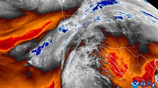 Another Atmospheric River is taking aim at the West Coast, this time for California. In this imagery, NOAA's GOES-West (#GOES18) is tracking the moisture streaming in from the Pacific with its Water Vapor channel. High Wind Warnings, Flood Watches & Winter Storm Warnings are up for much of the state. Latest: weather.gov | NOAA Satellite and Information Service